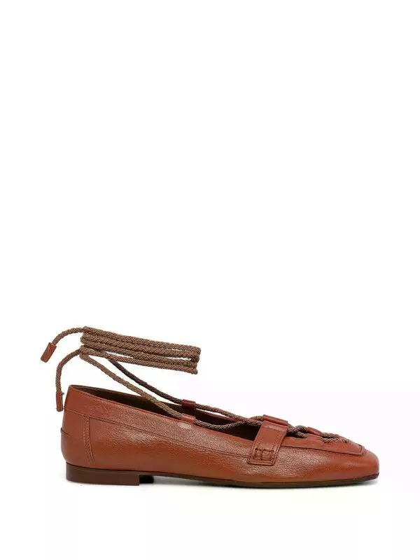 POLLINI Lace-up Square-toe Ballet Flats