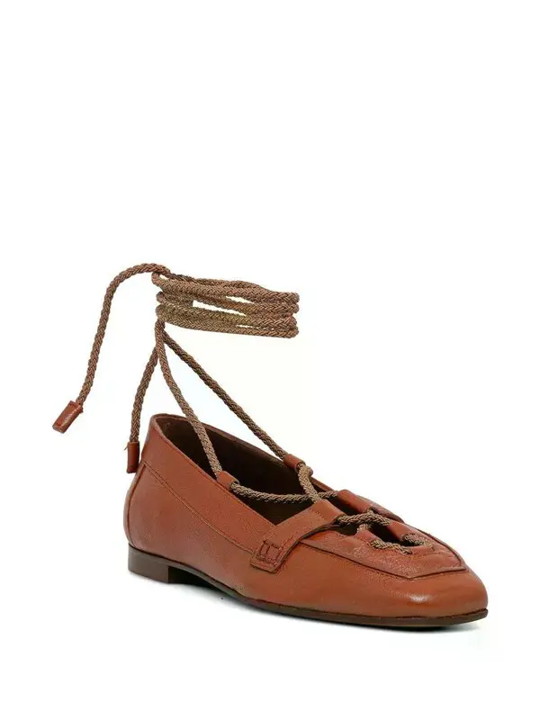 POLLINI Lace-up Square-toe Ballet Flats