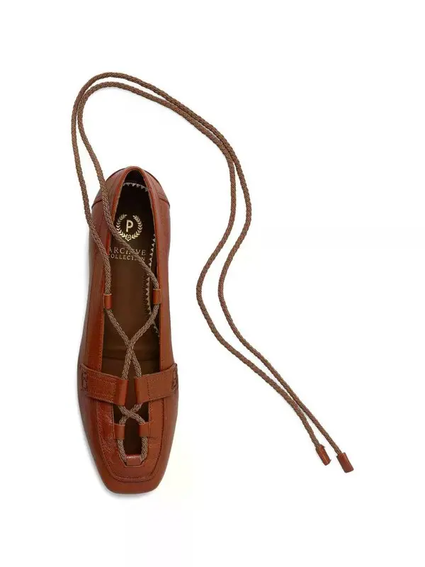POLLINI Lace-up Square-toe Ballet Flats