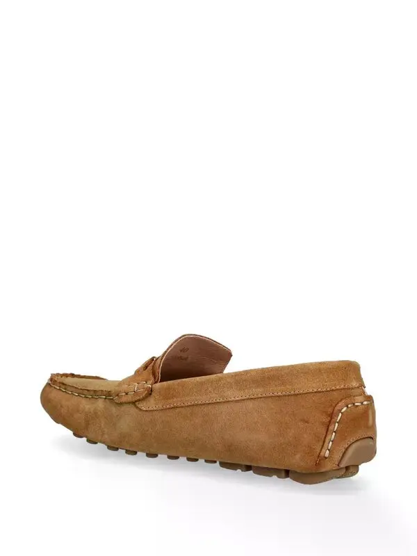 POLLINI Logo Plaque Suede Loafers
