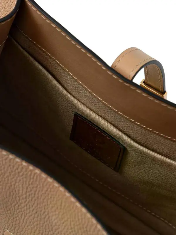 POLLINI Stud-embellished Pebbled Leather Tote Bag - Neutrals