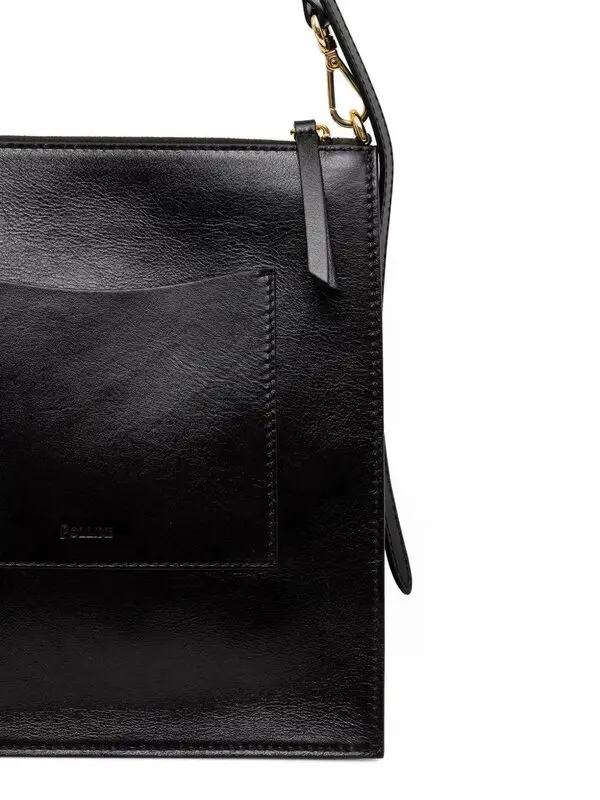 POLLINI Logo-debossed Leather Shoulder Bag