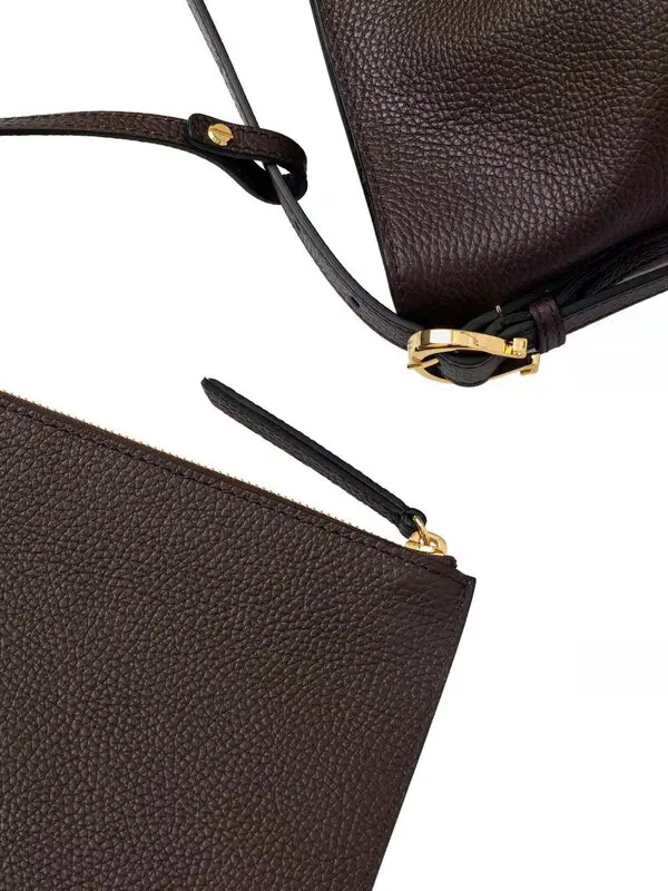POLLINI Pebbled Leather Buckle-detail Tote Bag