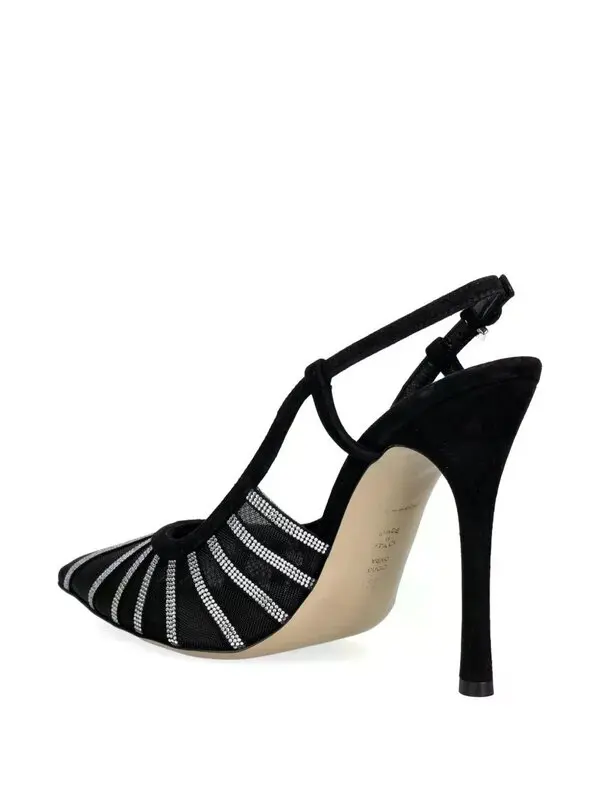 POLLINI Crystal-embellished Mesh Slingback Pumps