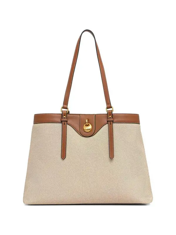 POLLINI Logo Plaque Canvas Tote Bag