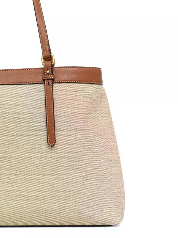POLLINI Logo Plaque Canvas Tote Bag