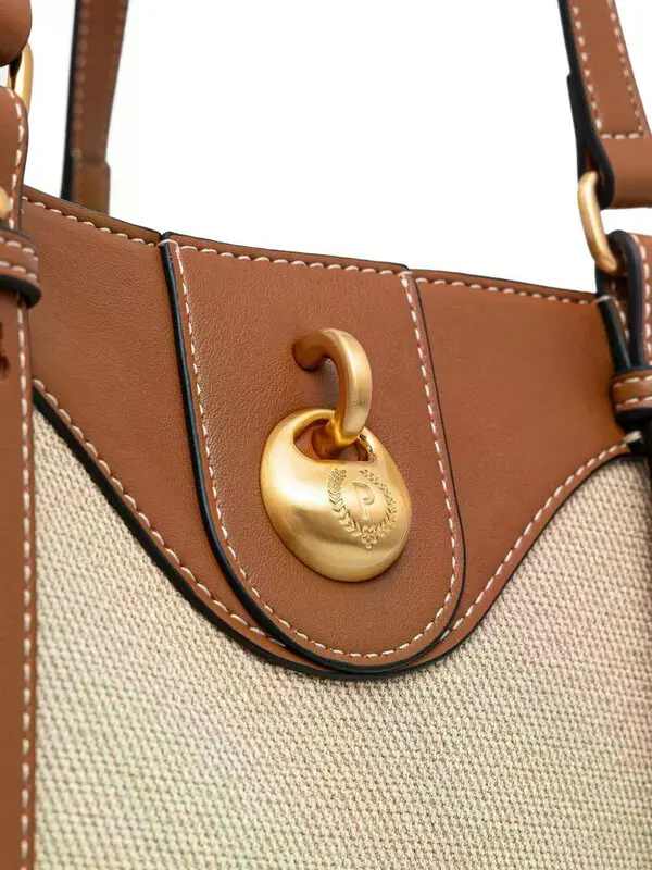 POLLINI Logo Plaque Canvas Tote Bag