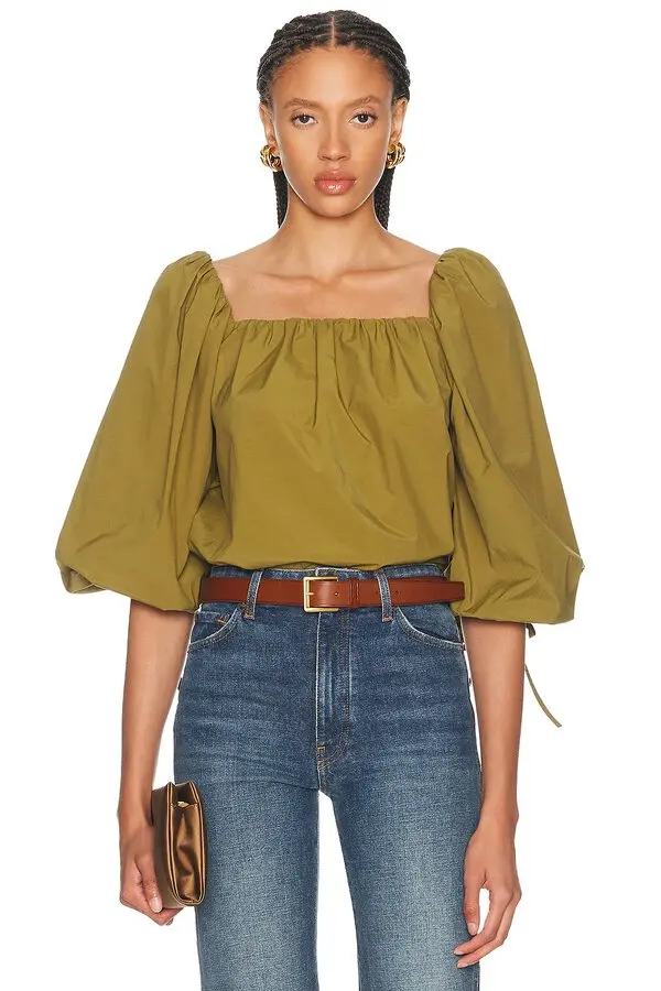 Saint Laurent Cropped Blouse In Green