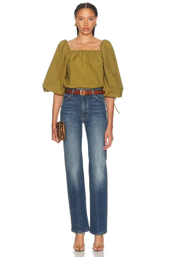 Saint Laurent Cropped Blouse In Green