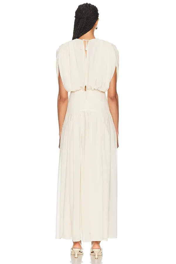 NICHOLAS Giana Deep Plunge Maxi Dress - Ecru
