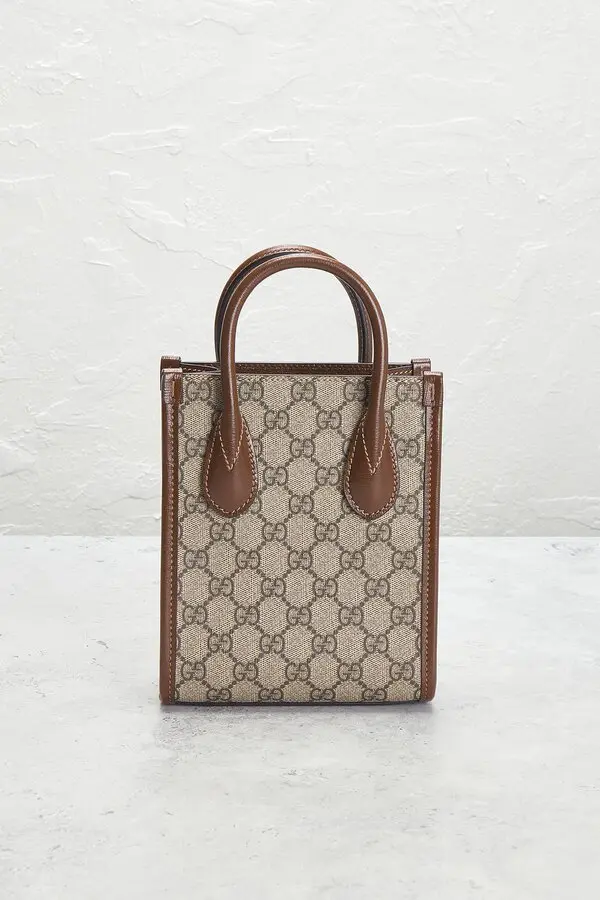 Gucci Mini Tote Bag With Interlocking G Detail - Brown