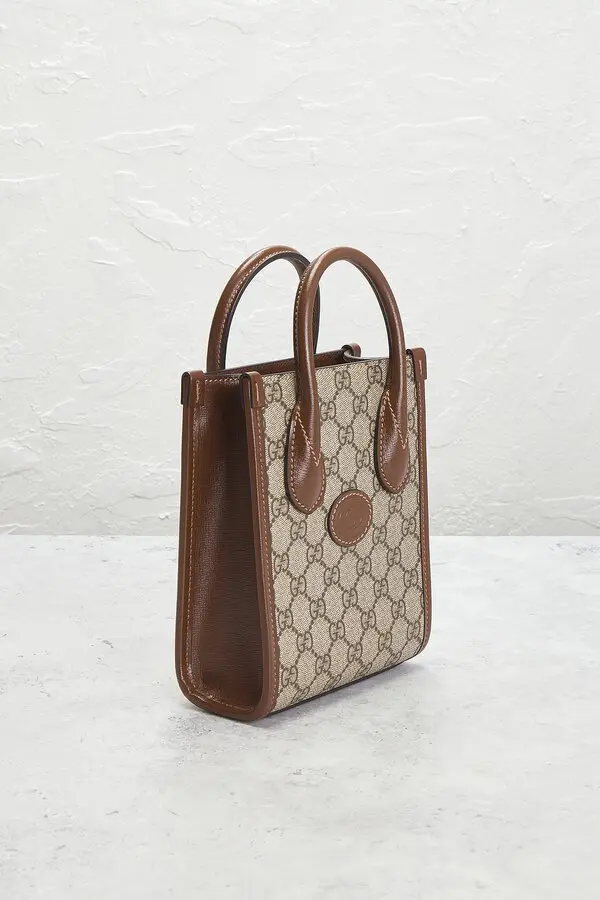 Gucci Mini Tote Bag With Interlocking G Detail - Brown