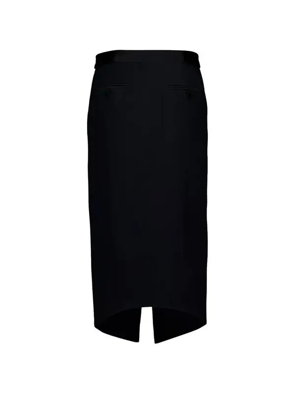TOM FORD Satin-trimmed Pencil Midi Skirt
