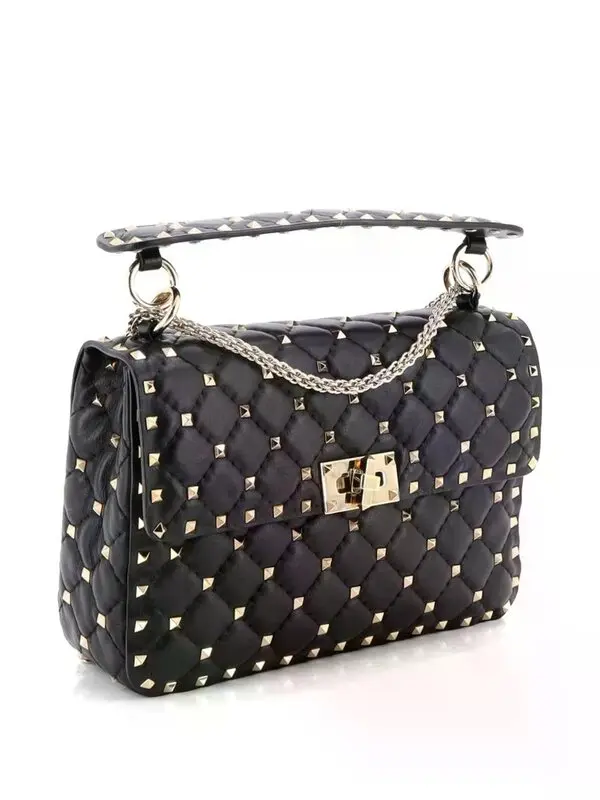 Valentino Garavani Rockstud Spike Flap Bag Quilted Leather Medium Crossbody Bag - Black