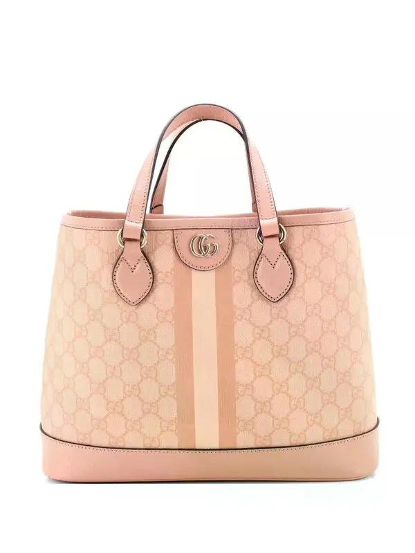 Gucci Ophidia Top Handle Tote Coated Canvas With Leather Small Satchel - Pink