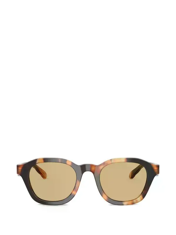 Tory Burch Chevron-quilted Round Frame Sunglasses - Brown