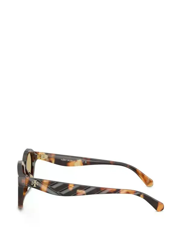 Tory Burch Chevron-quilted Round Frame Sunglasses