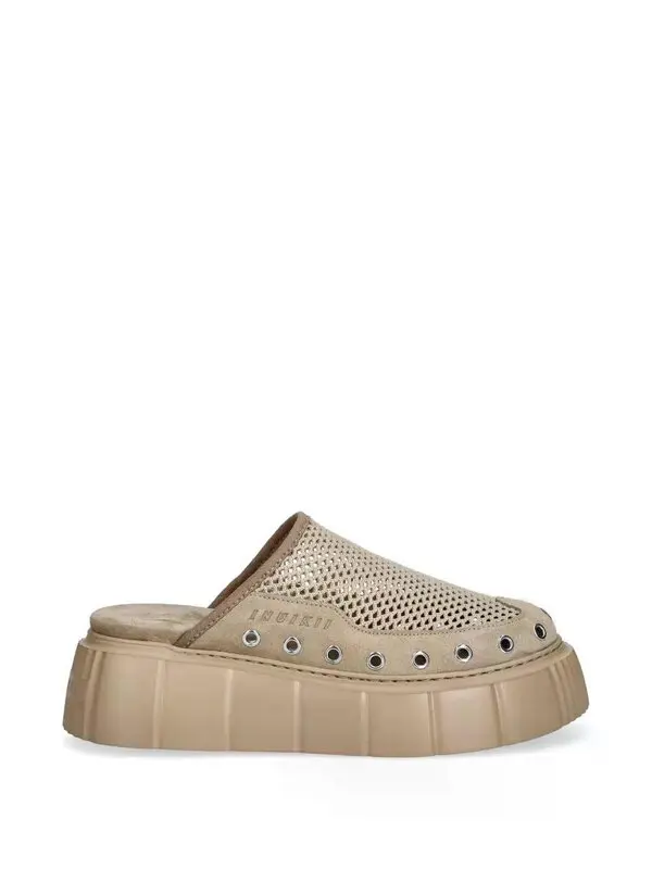 Inuikii Matilda Eyelet-embellished Mules - Neutrals
