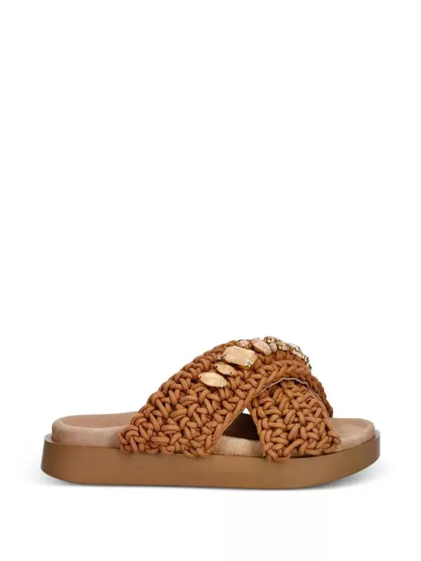 Inuikii Woven Crystal-embellished Sandals - Brown