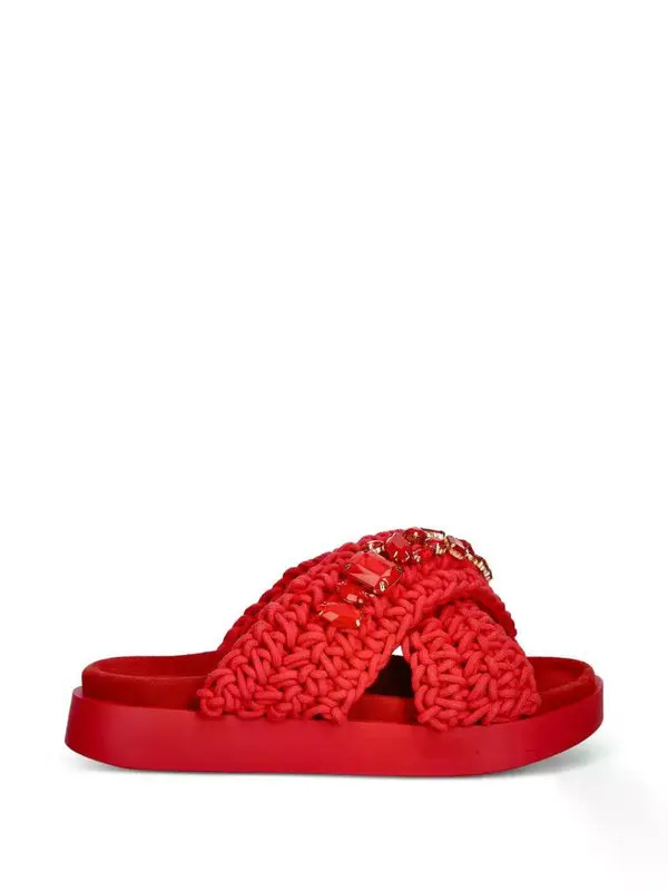 Inuikii Woven Crystal-embellished Sandals - Red