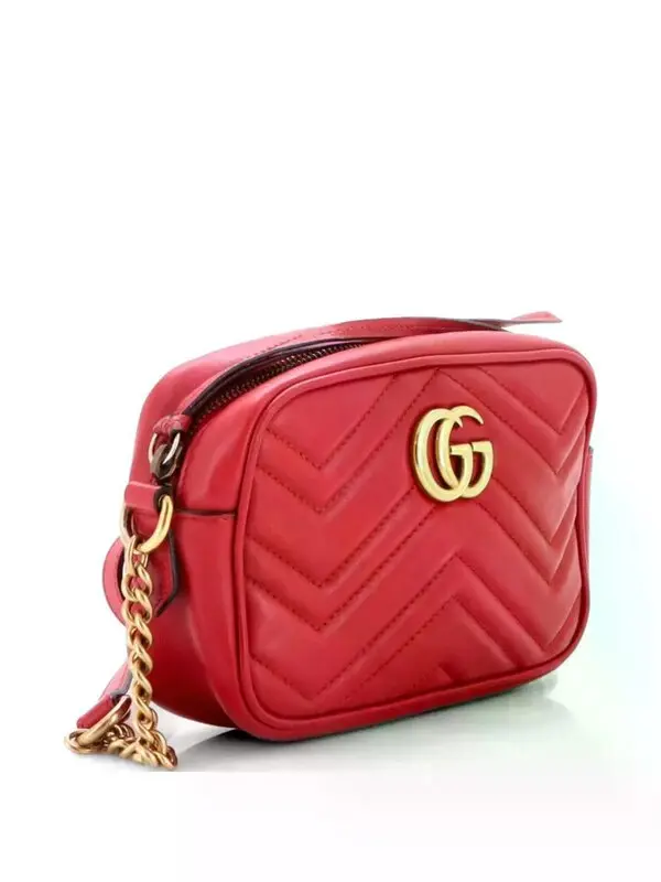 Gucci Matelassé Leather Mini Shoulder Bag - Red