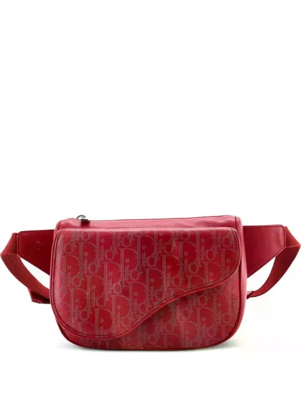 Dior Saddle Oblique Galaxy Leather Belt Bag - Red