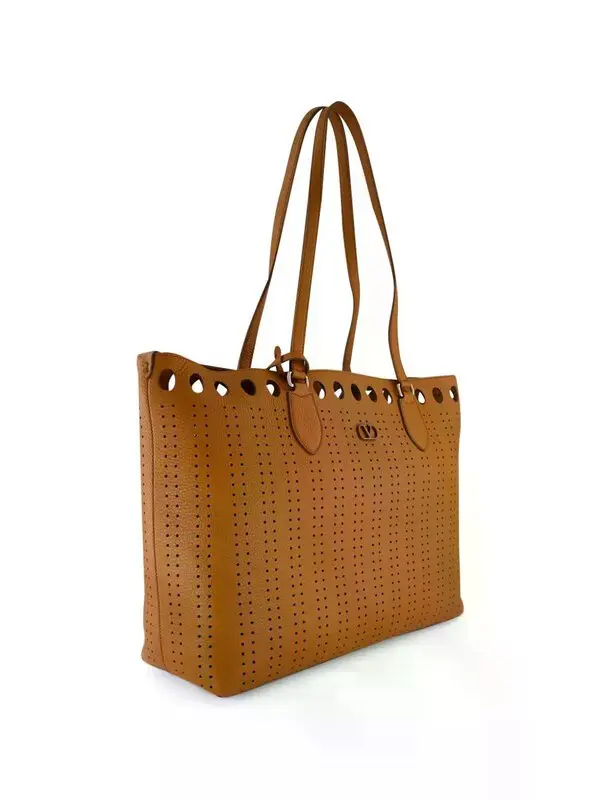 Valentino Garavani Perforated Leather Tote Bag - Brown