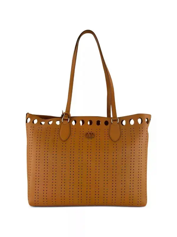Valentino Garavani Perforated Leather Tote Bag - Brown