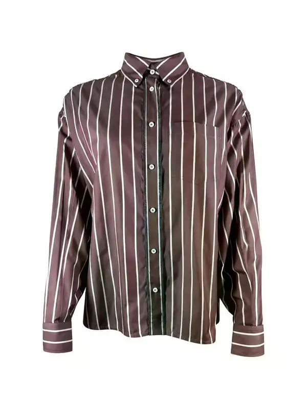 Brunello Cucinelli Striped Shirt With Monili Trim - Red