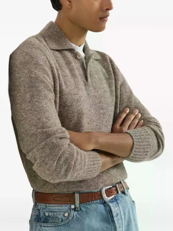 Brunello Cucinelli Alpaca, Cashmere And Wool Knit Polo