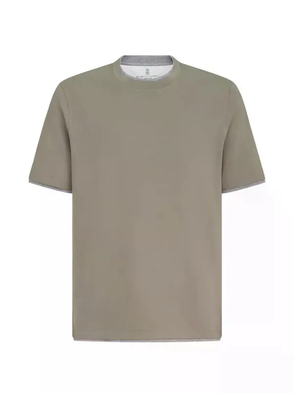 Brunello Cucinelli Cotton-jersey Crew-neck T-shirt With Faux-layering - Grey