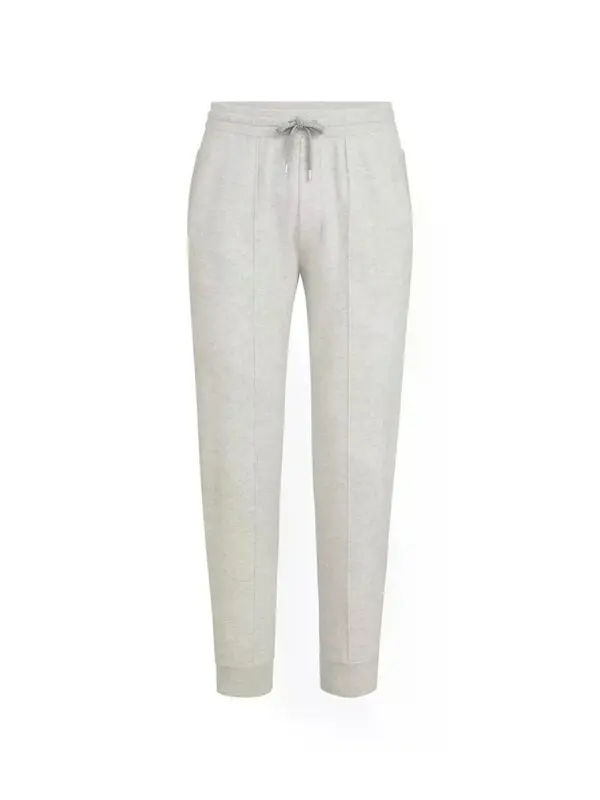 Brunello Cucinelli Cashmere Double-knit Trousers With Crête-detail And Elasticated Zipper Cuffs - Grey