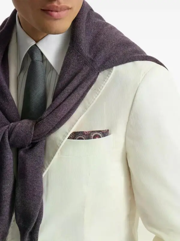 Brunello Cucinelli Silk Pocket Square With Medallion Design