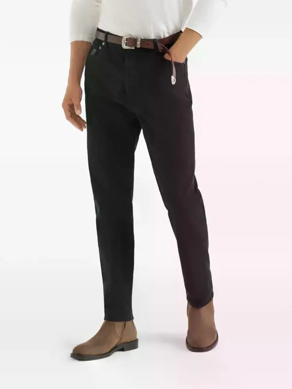 Brunello Cucinelli Garment-dyed Denim Iconic-fit Five-pocket Trousers - Black