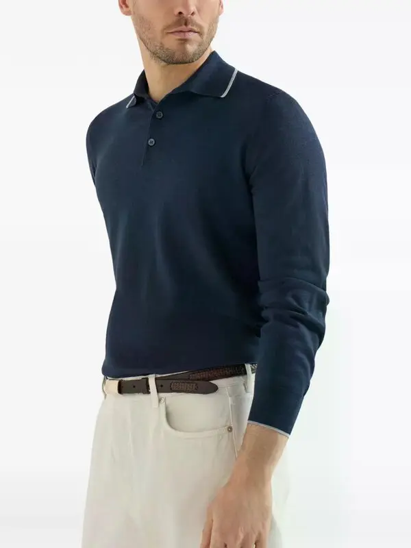 Brunello Cucinelli Lightweight Knit Polo Shirt - Blue