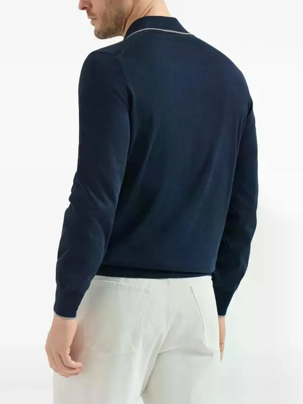 Brunello Cucinelli Lightweight Knit Polo Shirt - Blue