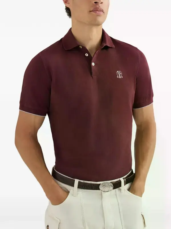 Brunello Cucinelli Cotton-piqué Polo Shirt With Logo - Red