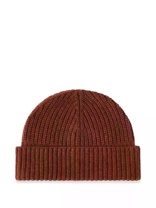 Brunello Cucinelli Cashmere English Rib Knit Beanie Hat - Red