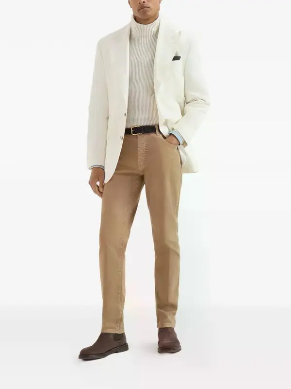 Brunello Cucinelli Garment-dyed Lightweight Denim Trousers - Neutrals
