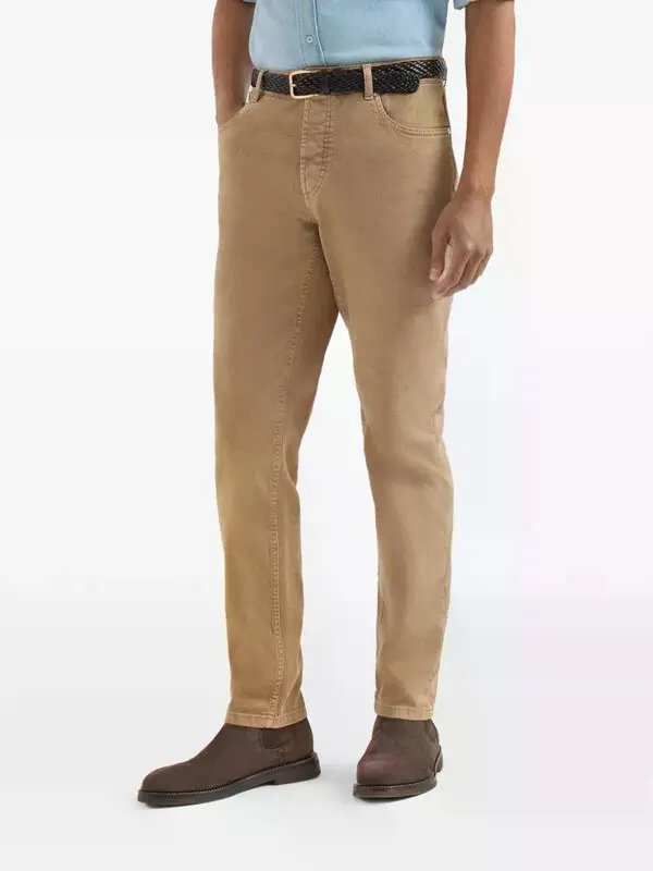 Brunello Cucinelli Garment-dyed Lightweight Denim Trousers - Neutrals
