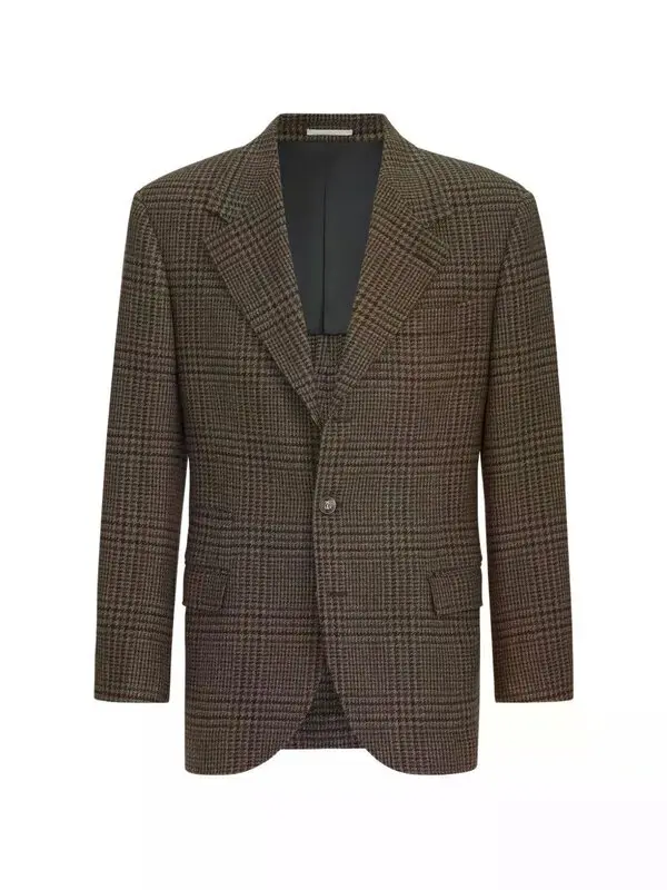 Brunello Cucinelli Cashmere Prince Of Wales Tailor Blazer - Brown