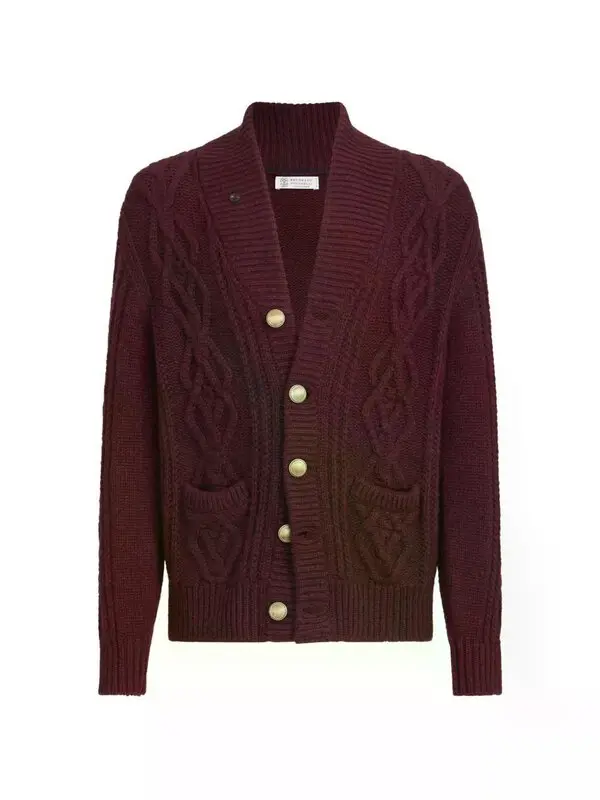 Brunello Cucinelli Cashmere Feather-yarn Cable-knit Cardigan - Red