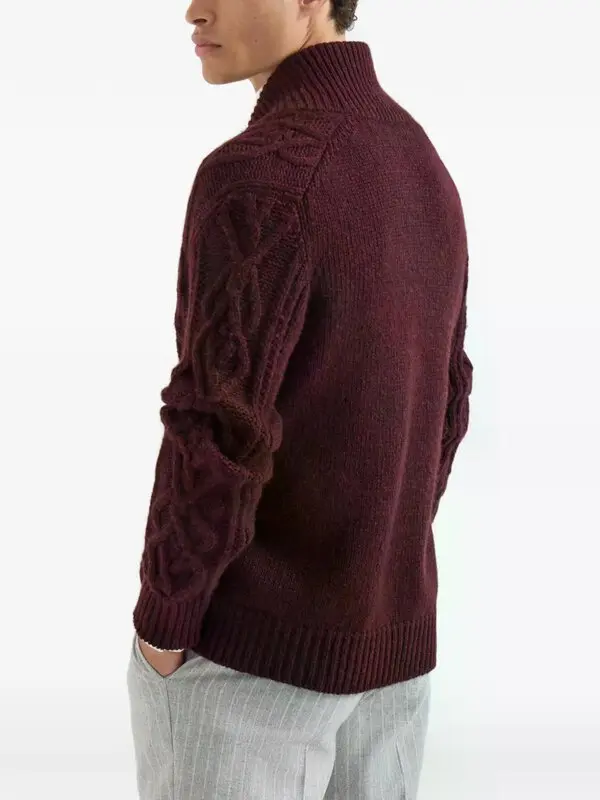 Brunello Cucinelli Cashmere Cable-knit Cardigan With Metal Buttons - Red