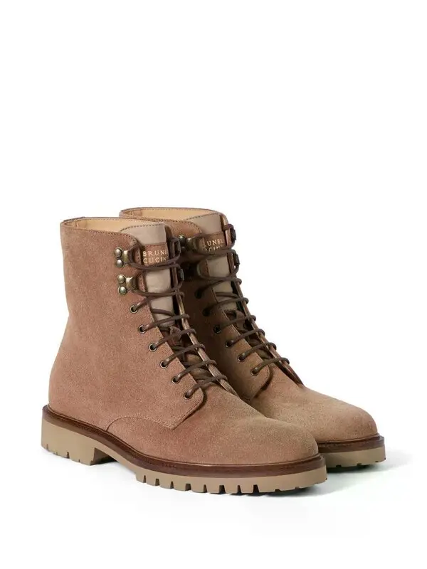 Brunello Cucinelli Lace-up Suede Ankle Boots
