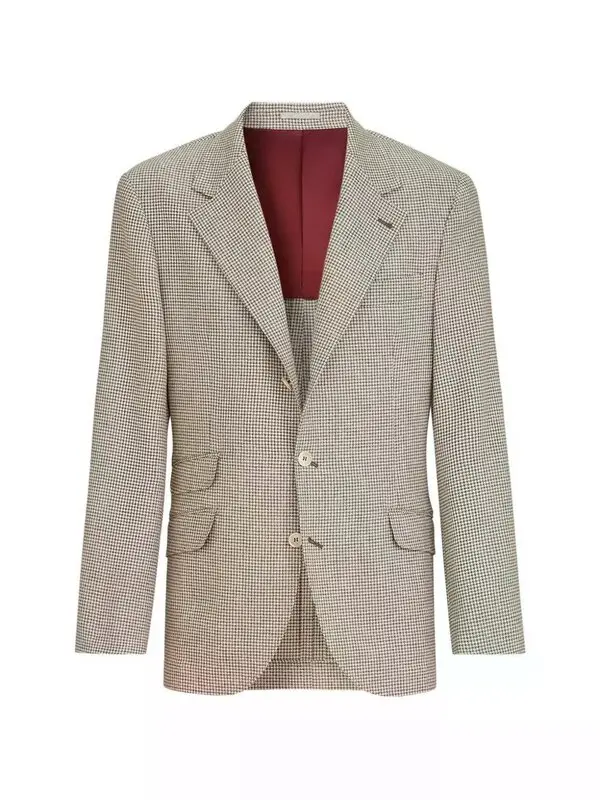 Brunello Cucinelli Wool, Alpaca And Silk Houndstooth Deconstructed Cavallo Blazer - Neutrals