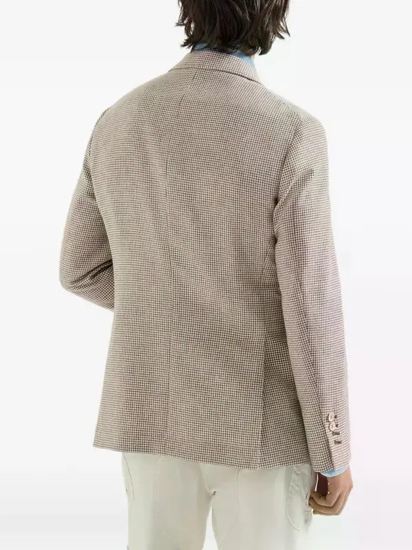 Brunello Cucinelli Wool, Alpaca And Silk Houndstooth Deconstructed Cavallo Blazer - Neutrals