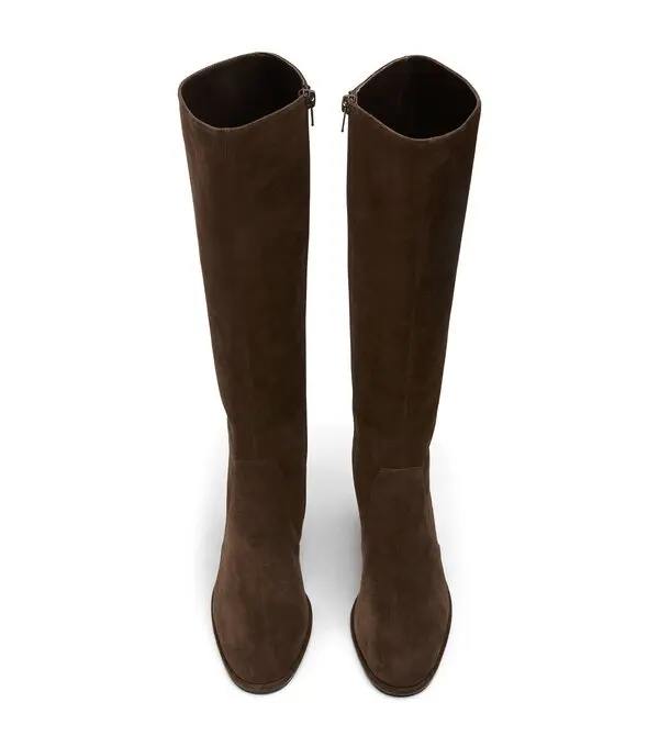 TONY BIANCO Knee-high Suede Boots With Block Heel - Espresso Suede