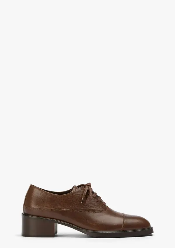 TONY BIANCO Jessica Lace Up Square Toe Low Heel Shoes - Choc Vintage