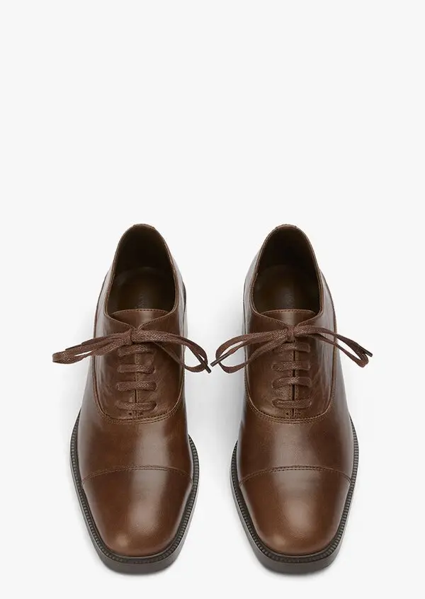TONY BIANCO Jessica Lace Up Square Toe Low Heel Shoes - Choc Vintage