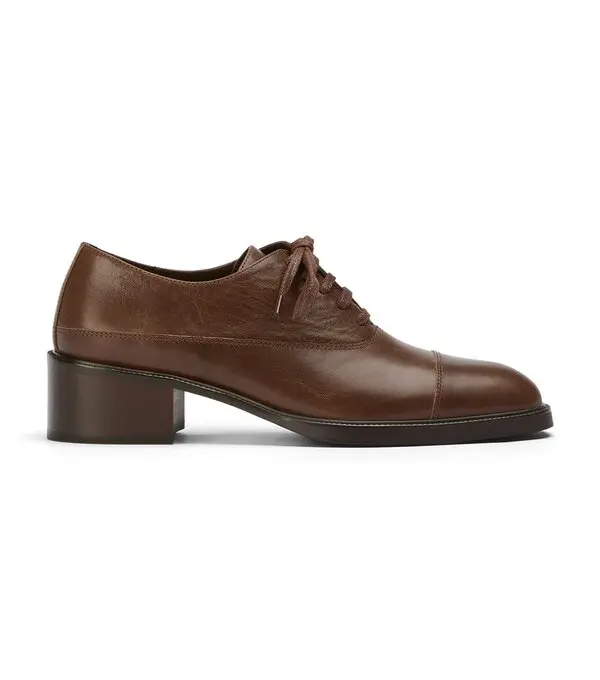 TONY BIANCO Jessica Lace Up Square Toe Low Heel Shoes - Choc Vintage